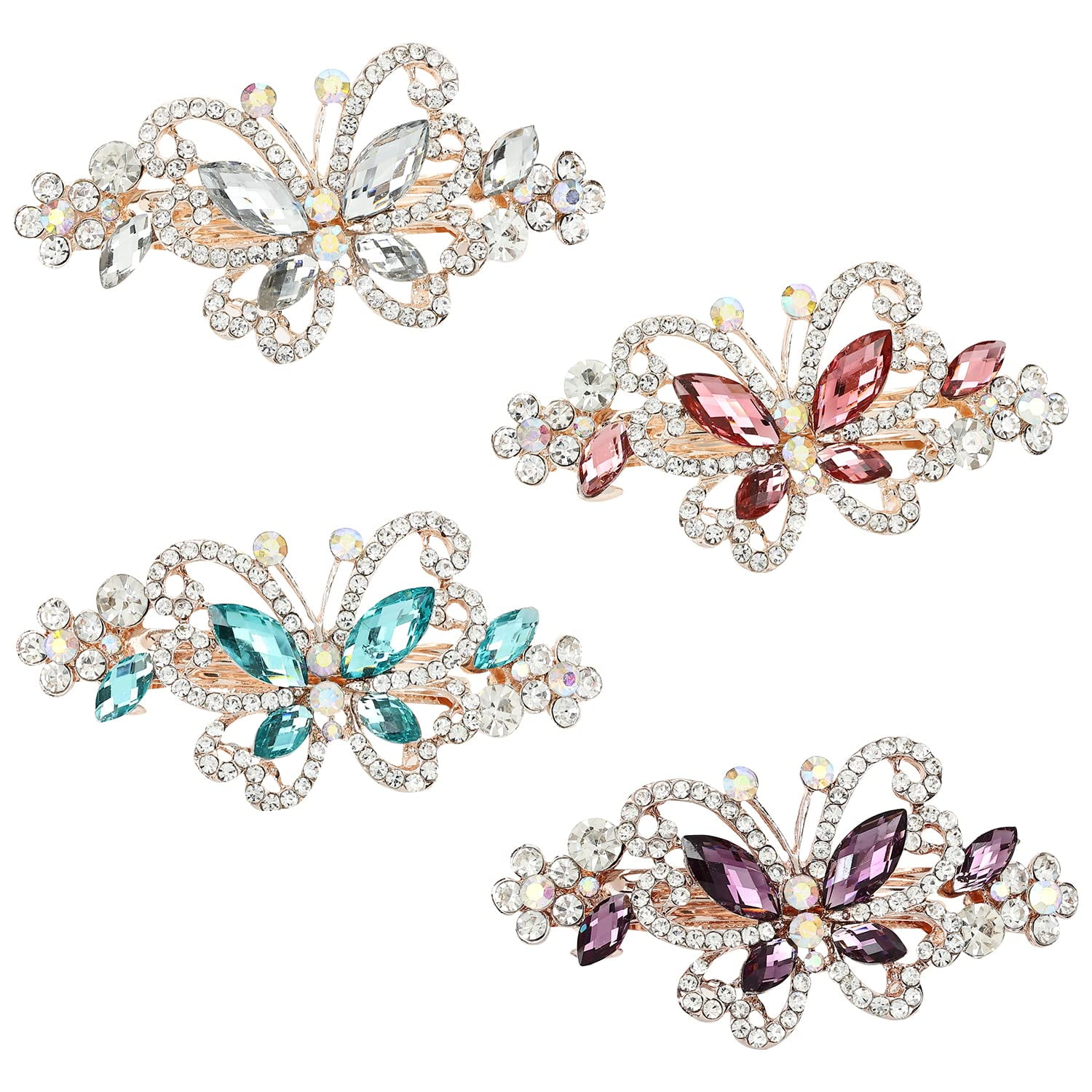 4 Pack Luxury Glitter Sparkly Jeweled Gems Crystal Rhinestone Butterfly ...