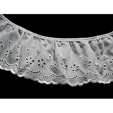 Altotux 3.75" White Gathered Ruffled Cotton Eyelet Lace Trim Lot ...