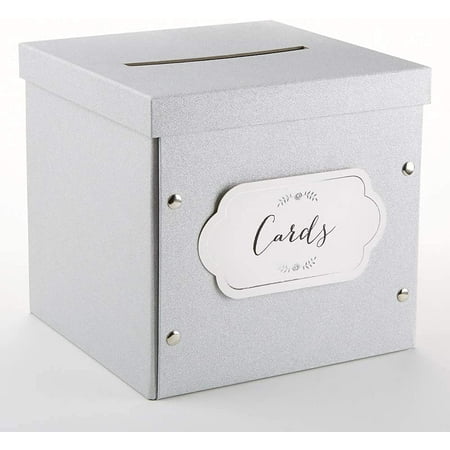 Silver Glitter Collapsible Card Box, Thank You/Congratulations ...