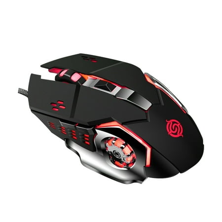 Gaming Mouse 6-button Backlit Wired Mouse 4-color Breathing Light mouse ...