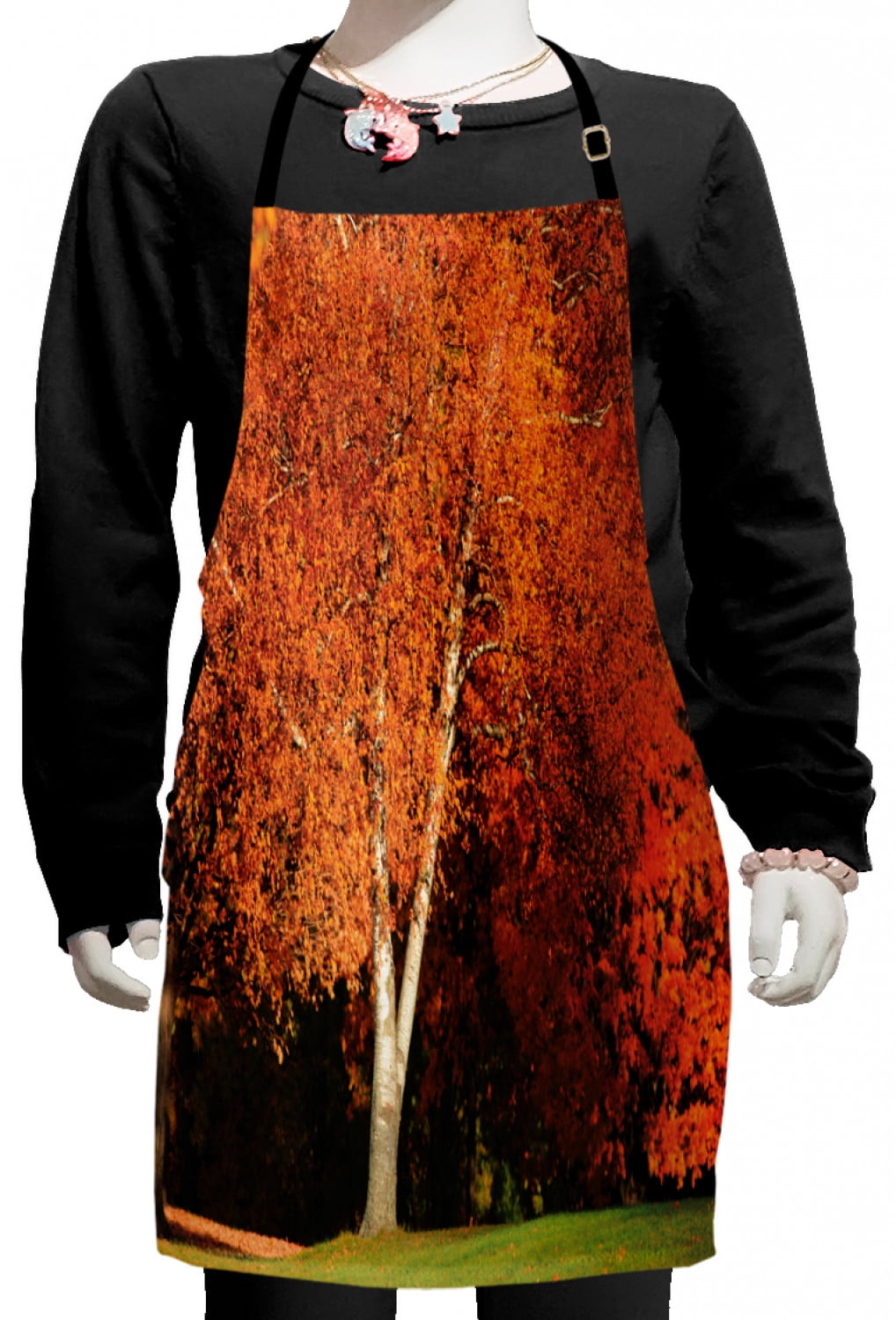 Autumn Kids Apron, Tree Photo in Tangerine Tones Foliage, Boys Girls ...