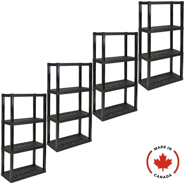 Hyper Tough Plastic Shelves Garage Storage Shelving Unit 4-Tier 56"H x ...