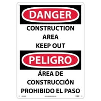 National Marker Construction Entrance 14X20 Rigid Plastic Danger Sign ...