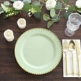 Efavormart 10 Pack Sage Green Plastic Dinner Plates with Gold Beaded ...