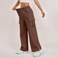 Giftesty Women's Solid Color Elastic Waist Button Pocket Cargo Pants ...
