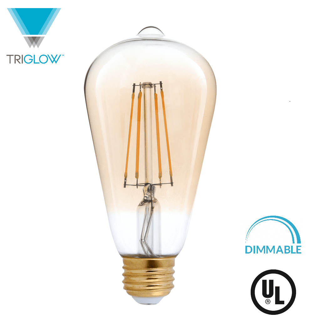 TriGlow 4 Watt (40W Equivalent) LED ST19 Amber Glass, 2200K Color ...