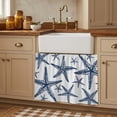 Coastal Navy Blue Starfish Cabinet Curtain, Nautical Minimalist Ocean ...