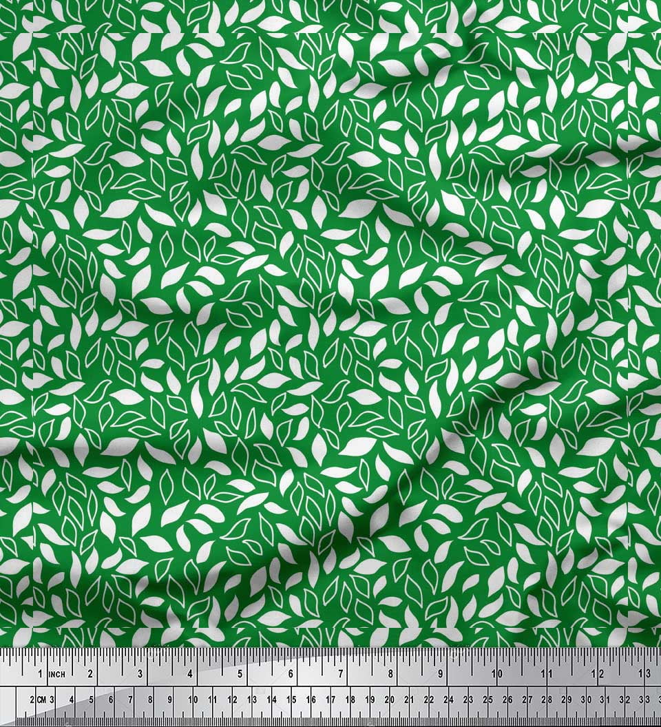 Soimoi Green Cotton Duck Fabric Leaves Leaves Print Fabric by the Yard ...