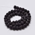 20Strand Natural Lava Rock Round Bead Strands Dyed Black 10mm Hole: 1mm ...