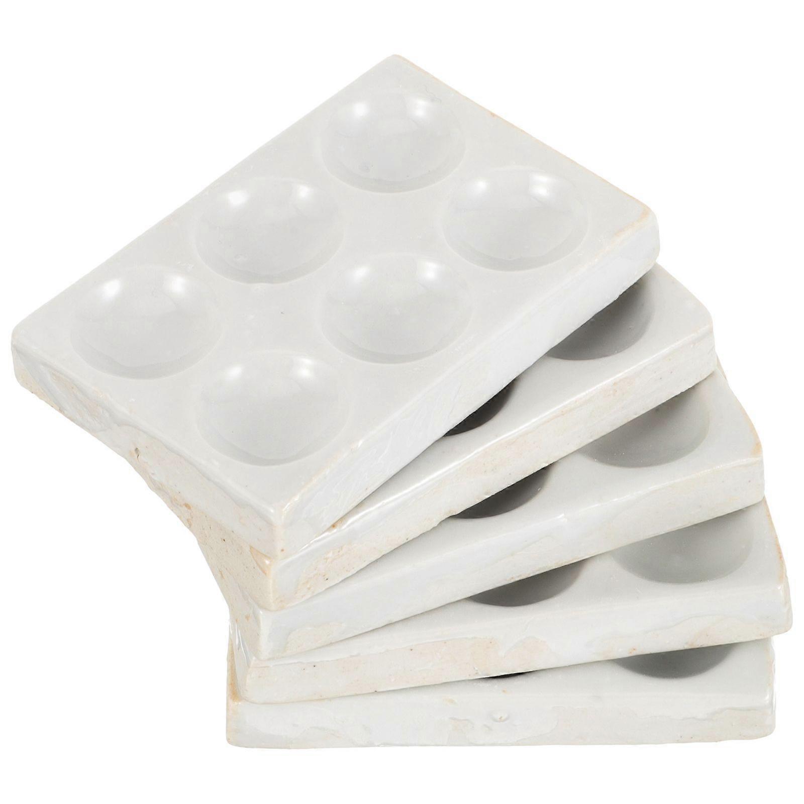5 pcs Porcelain Spot Plate Ceramic Reaction Plate Chemical Testing Spot ...