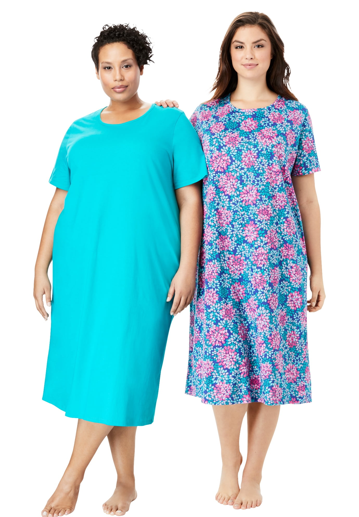 Dreams & Co. Women's Plus Size 2-Pack Long Sleepshirts - Walmart.com