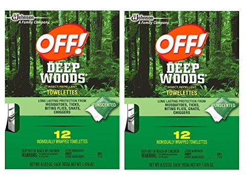 Off Deep Woods Insect Repellent Wipes 12 Towelettes - 2 Pack - Walmart.com