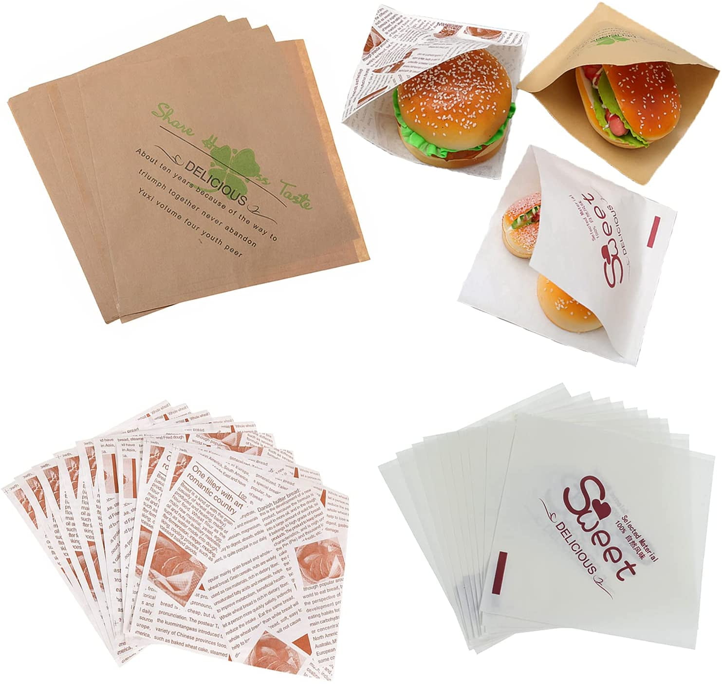 HTWW 30 Pieces Paper Food Wrapping Baking Parchment Food Grade L-Shaped ...