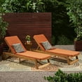 GDF Studio Lillian Outdoor Acacia Wood Armless Adjustable Chaise ...