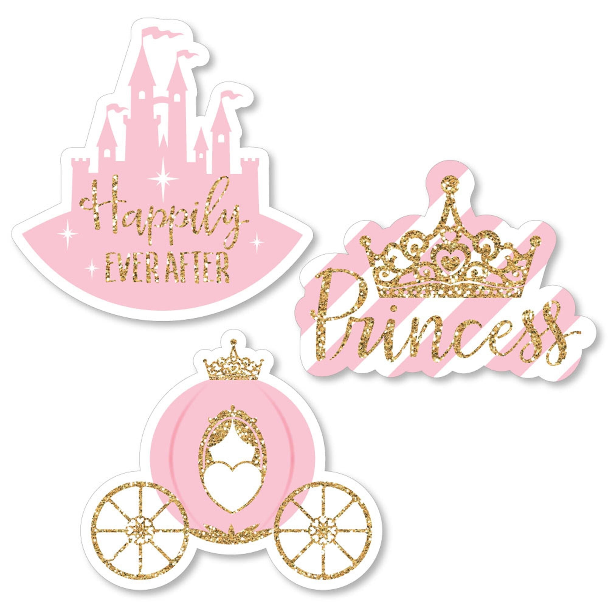 Big Dot of Happiness Little Princess Crown - DIY Shaped Pink and Gold ...