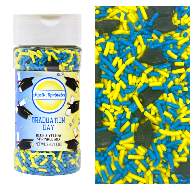 Mystic Sprinkles Graduation Day! Blue & Yellow Sprinkle Mix 3.8 oz ...