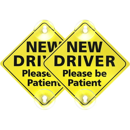 YDJKET New Driver Sign, 2pcs Please Be Patient Car Window Signs with ...
