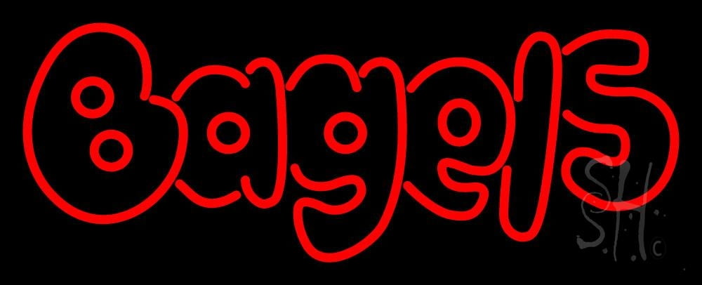 Double Stroke Bagels LED Neon Sign 13 x 32 - inches, Black Square Cut ...