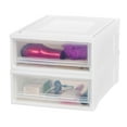 IRIS 22qt Plastic Clear Stackable Shallow Storage Drawers Chest Box ...