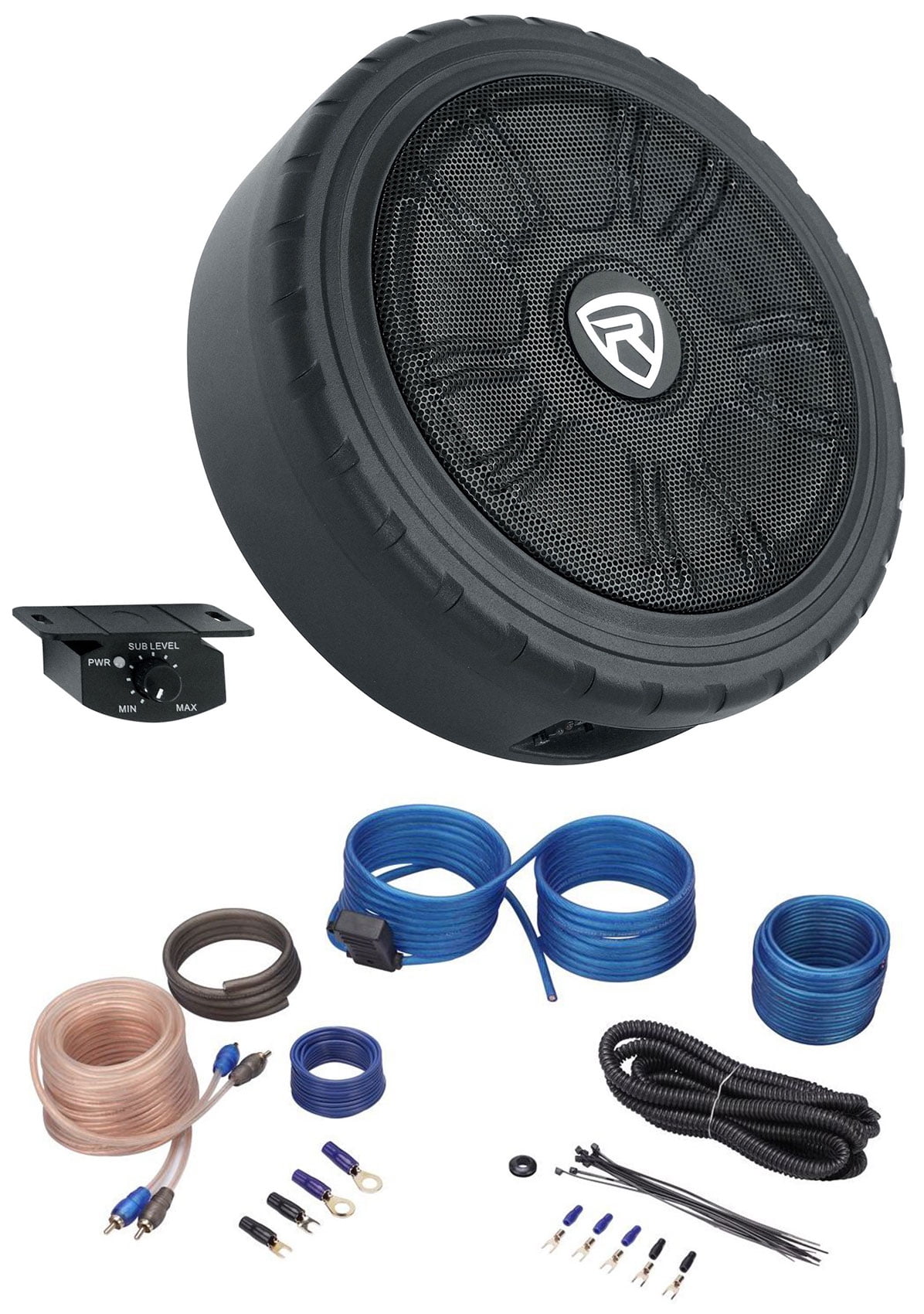 Rockville WHEEL OF BASS 8" Slim Under-Seat Powered Truck/Car Subwoofer ...