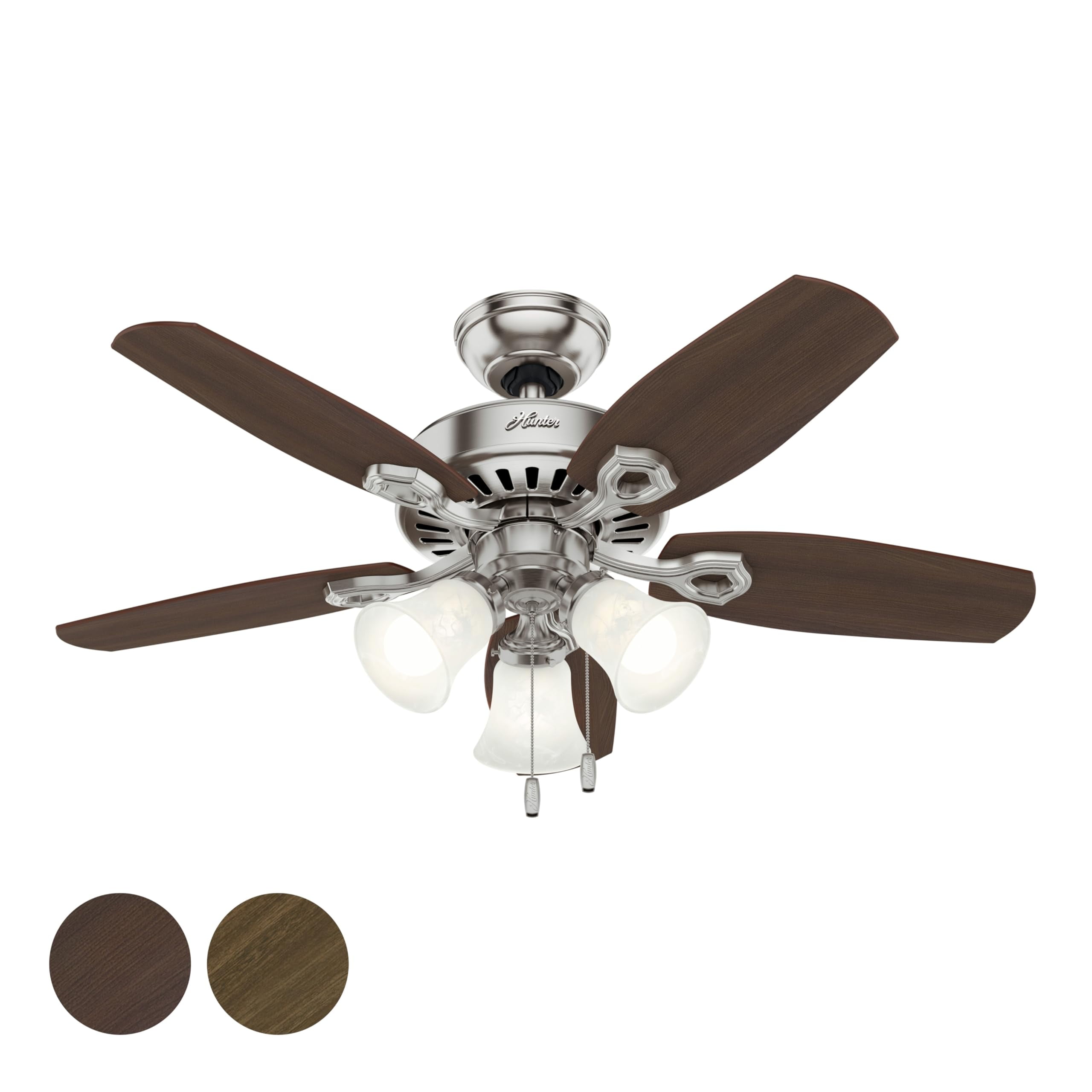 Restored Hunter Fan 42 inch Traditional Brushed Nickel Indoor Ceiling ...