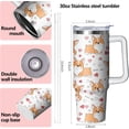30 oz Corgi Tumbler with Handle and Straw, Dog Insulated Stainless ...