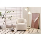 Teddy Fabric Barrel Swivel Chair, Modern Leisure Armchair for Living ...