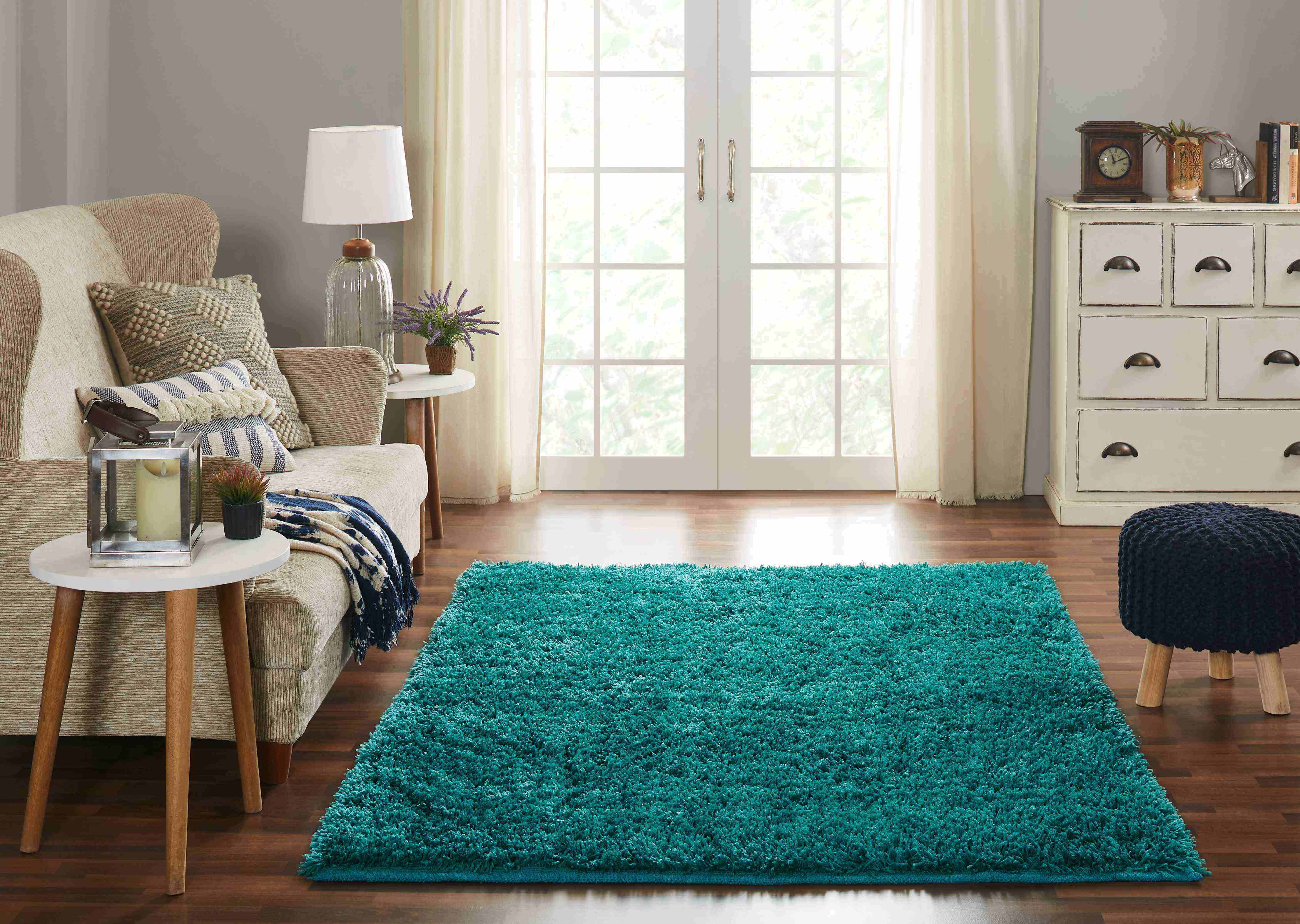 Chesapeake Microfiber Teal Shag Area Rug (5'x7') - Walmart.com