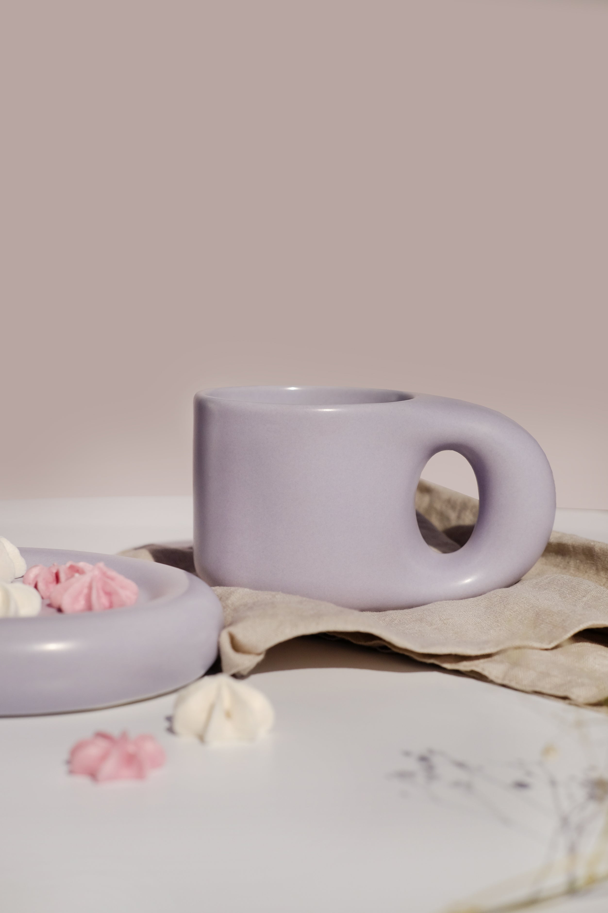 Nordic Style Chubby Handle Mug Ceramic Office Mug Plate Cute Coffee Cup ...