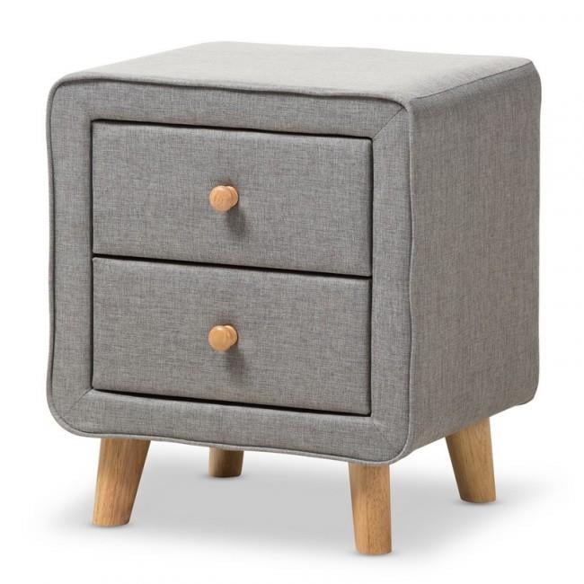 Baxton Studio Jonesy Mid-Century Grey Fabric Upholstered 2-Drawer ...