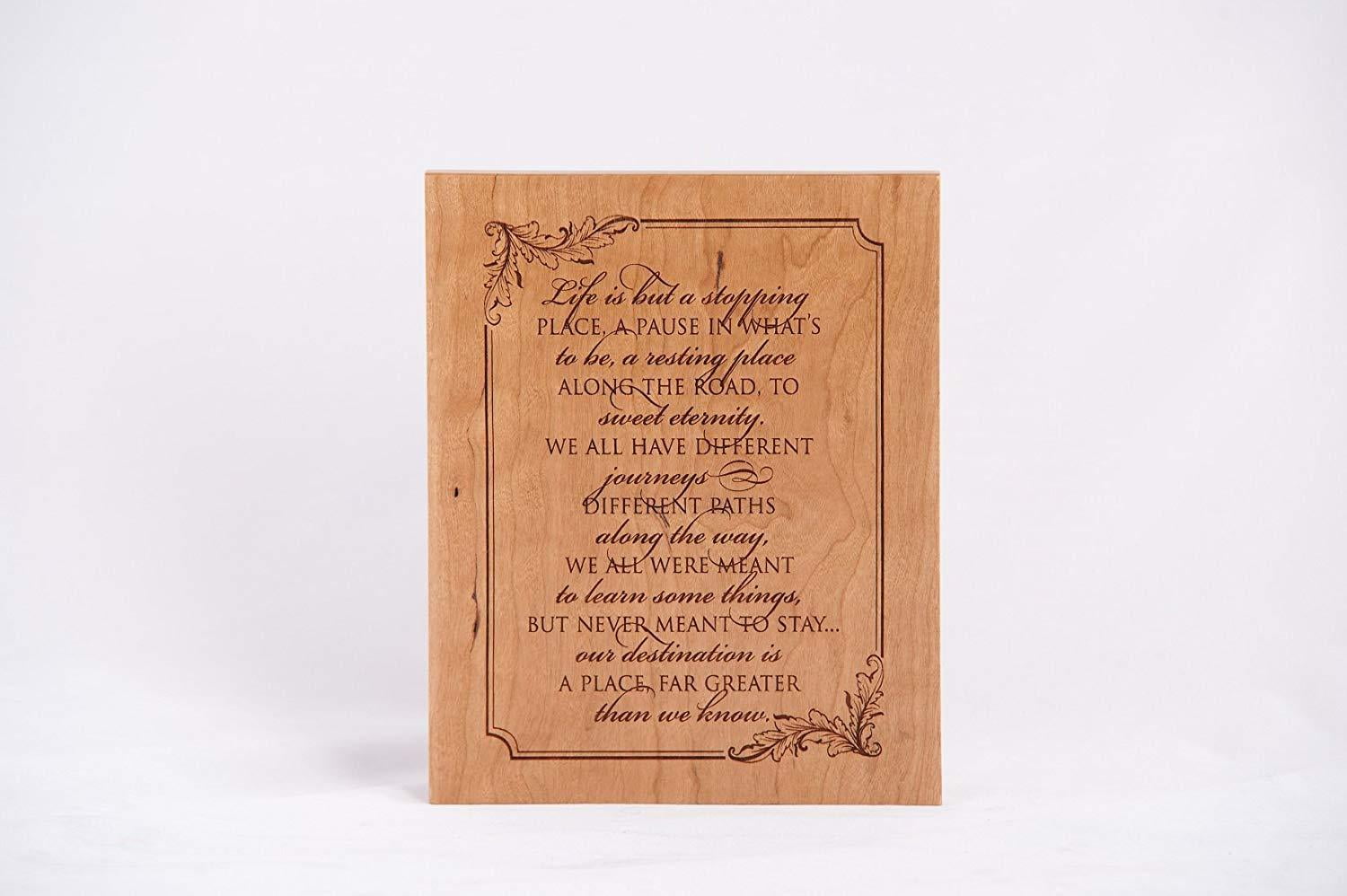 Resting Place Wooden Memorial Cherry Plaque Laser Cut Natural Finish ...