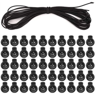 50 Pack Round Cord locks, Plastic Toggle Spring Stopper Single Hole for ...