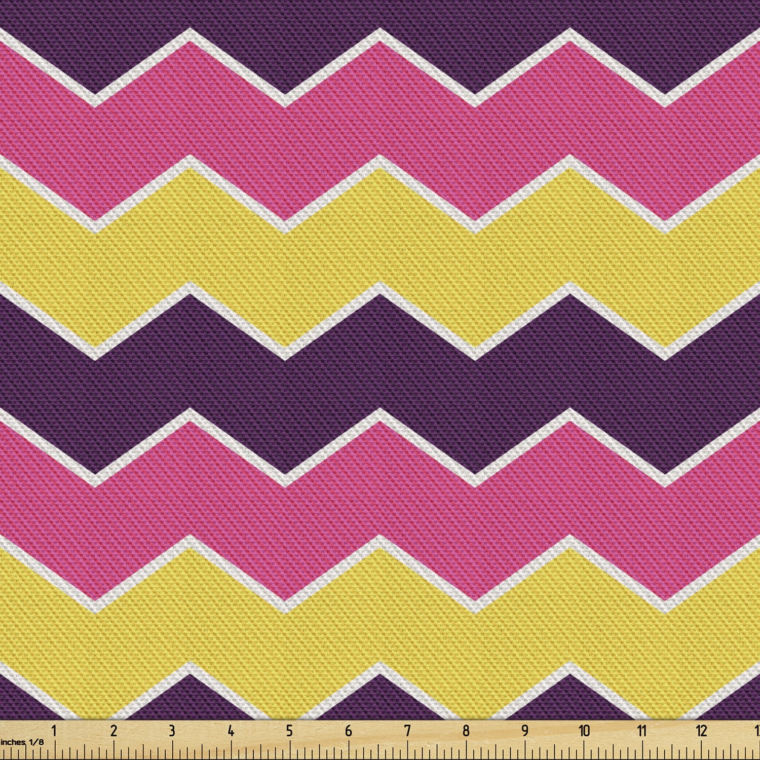 Chevron Fabric by the Yard Upholstery, Retro Vintage Colored Horizontal ...