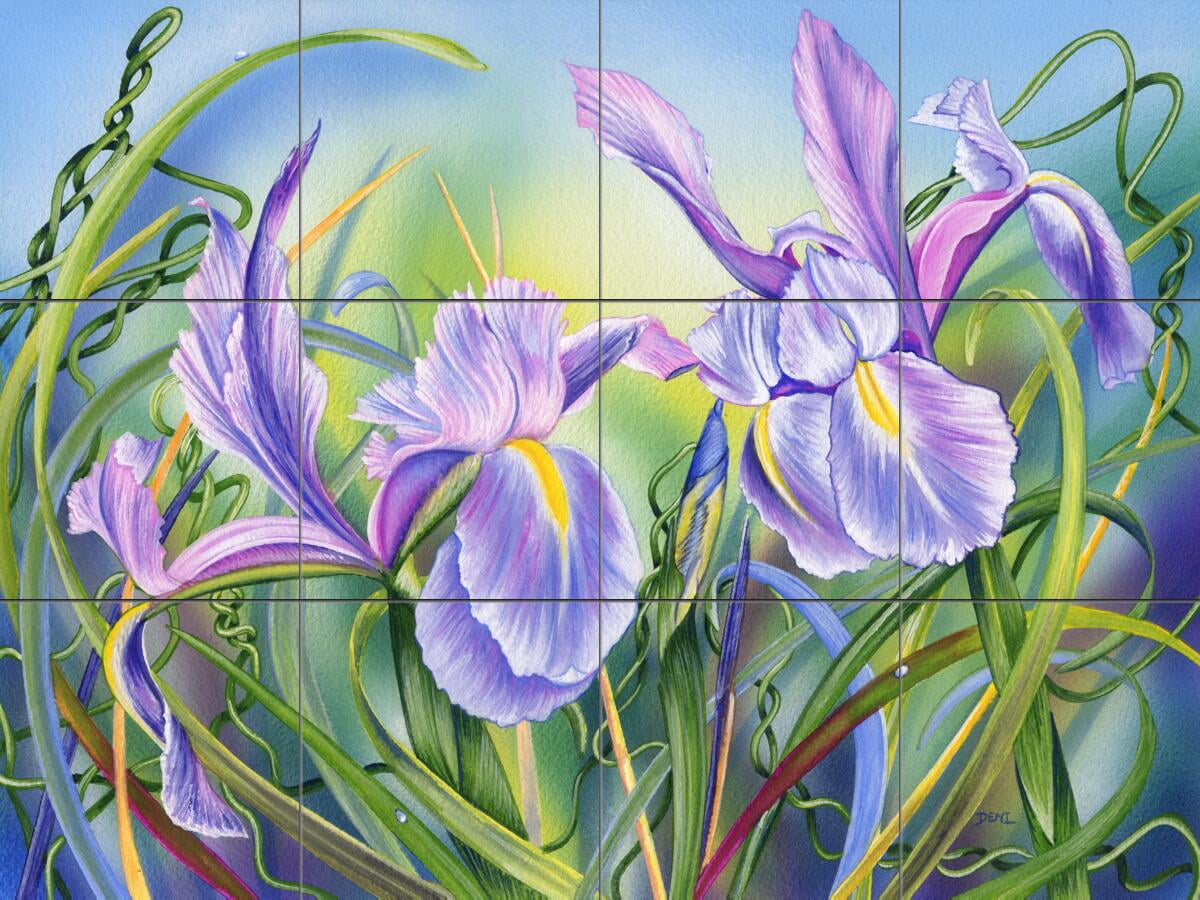 Tile Mural Kitchen Backsplash - Spring Iris-DF - by Denise Freeman ...