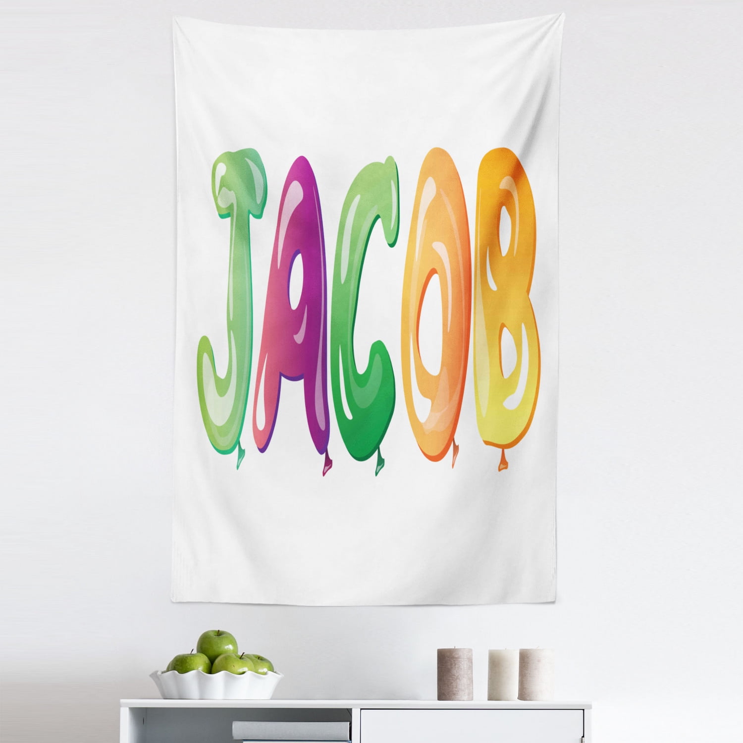 Jacob Tapestry, Balloon Font Design Widespread Traditional Male Name ...