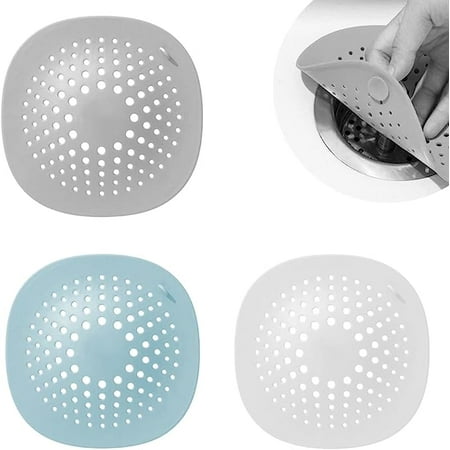 3 Pieces Shower Hair Strainer Silicone Sink Filter Tub Hair Strainers ...