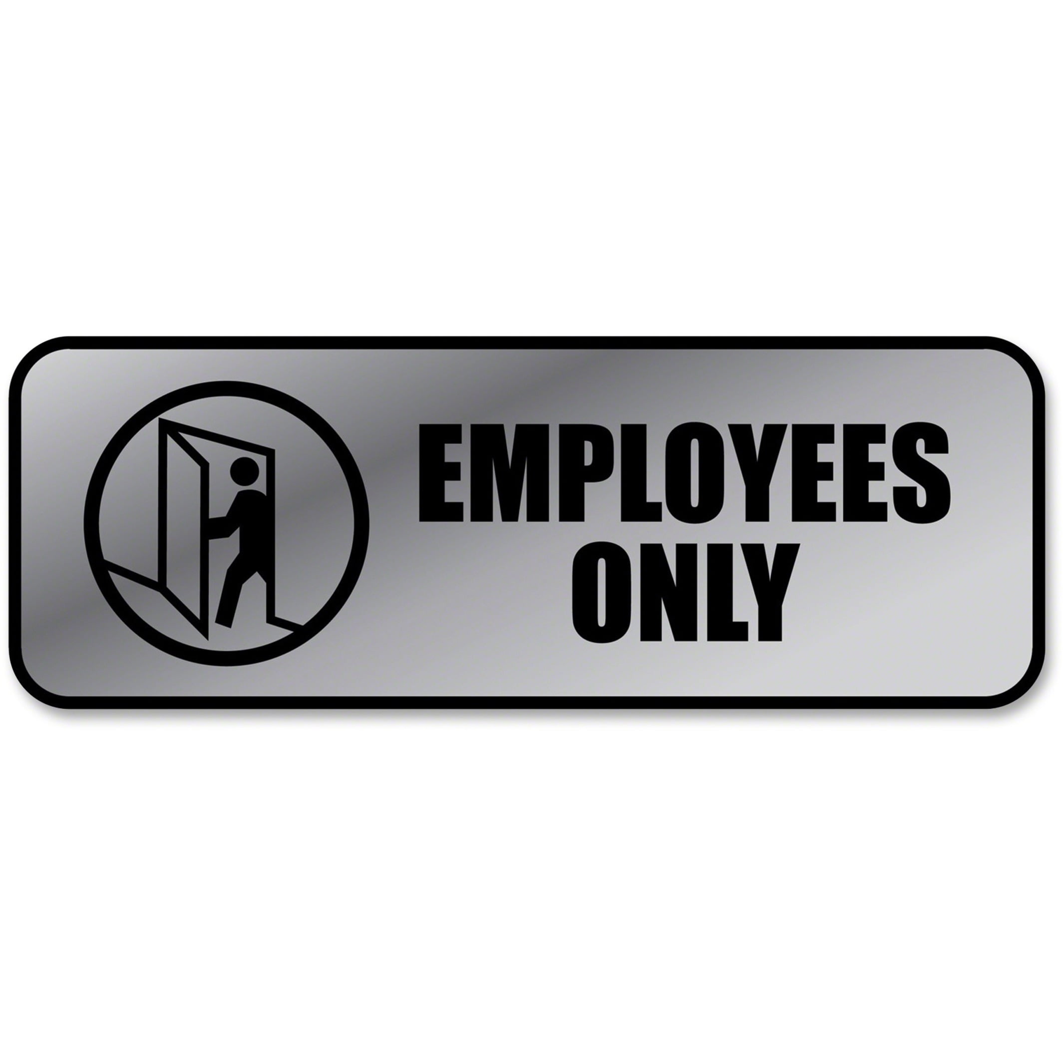 COSCO Brushed Metal Office Sign, Employees Only, 9 x 3, Silver ...
