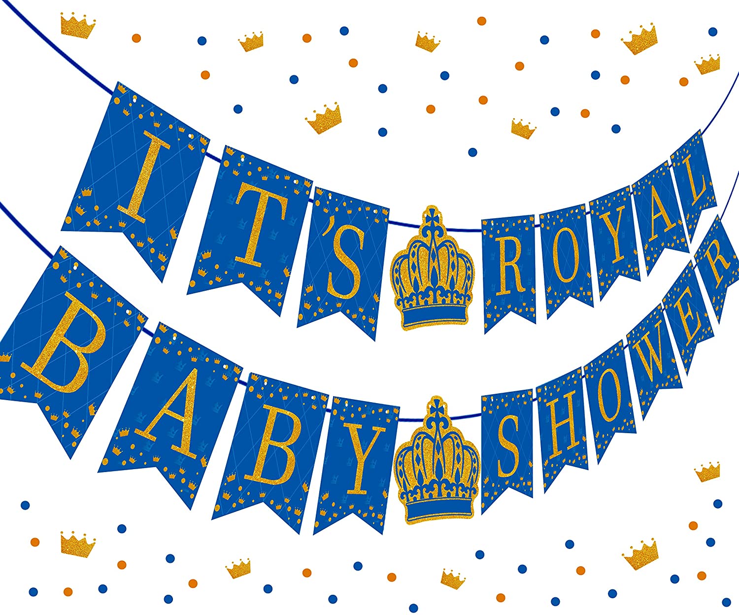 Royal Prince Baby Shower Banner for Boy Blue and Gold It’s a Royal ...