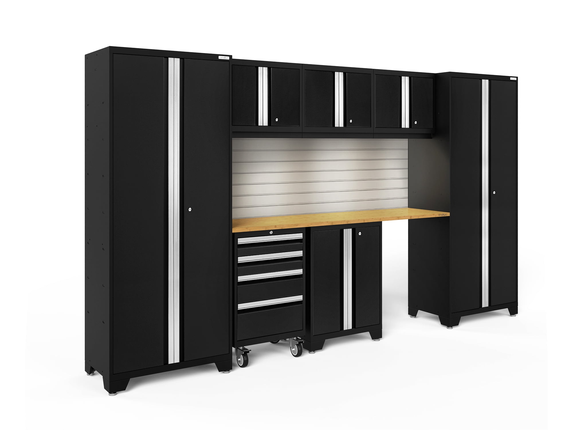 NewAge Products Bold Series Black 8 Piece Cabinet Set, Heavy Duty 24 ...