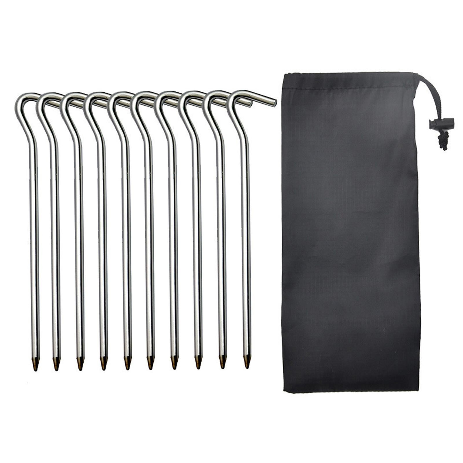 10Pcs Tent Stakes Pegs, Metal Camping Tent Nails Stake with Hooks ...