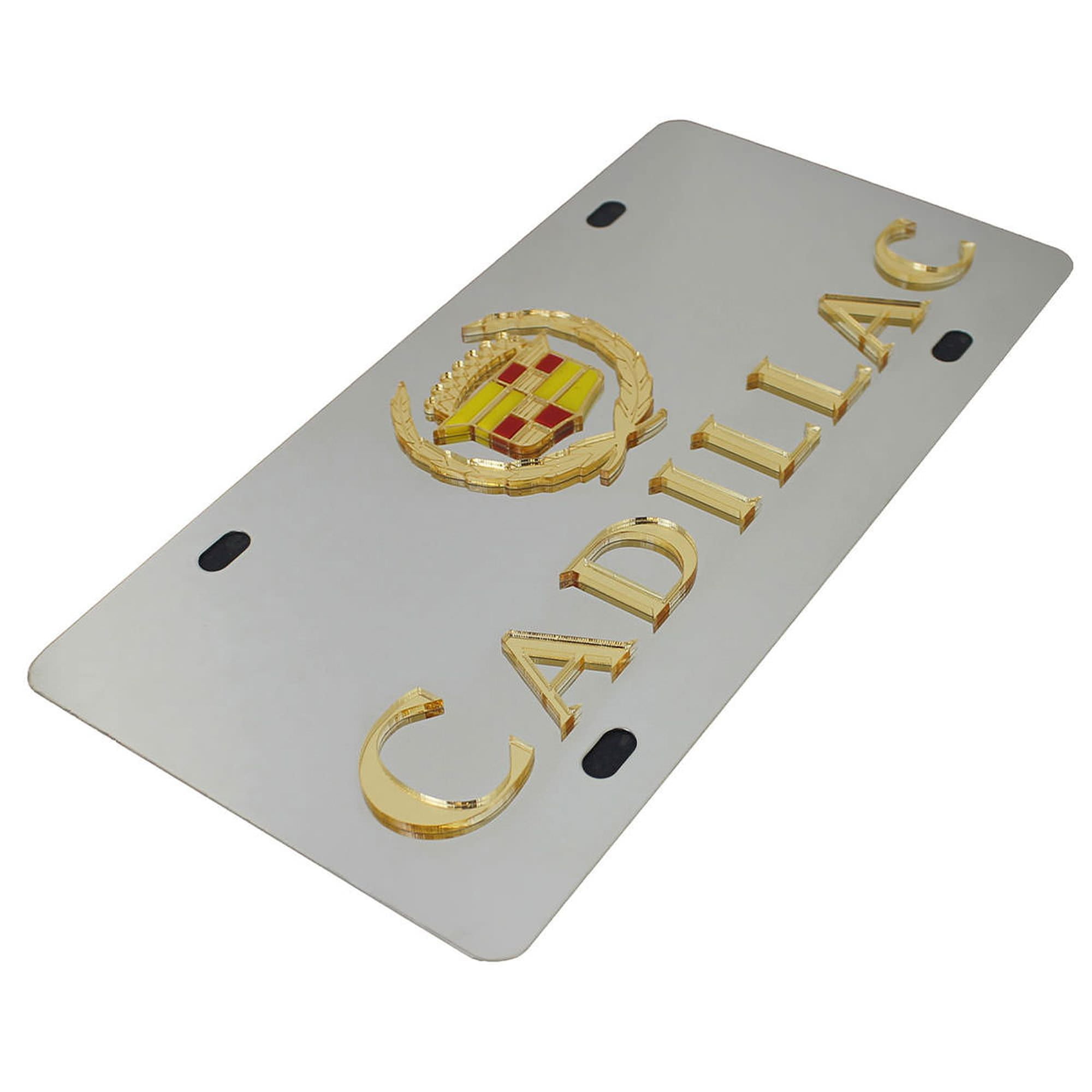Cadillac Dual Logo License Plate (Gold on Chrome) - Walmart.com