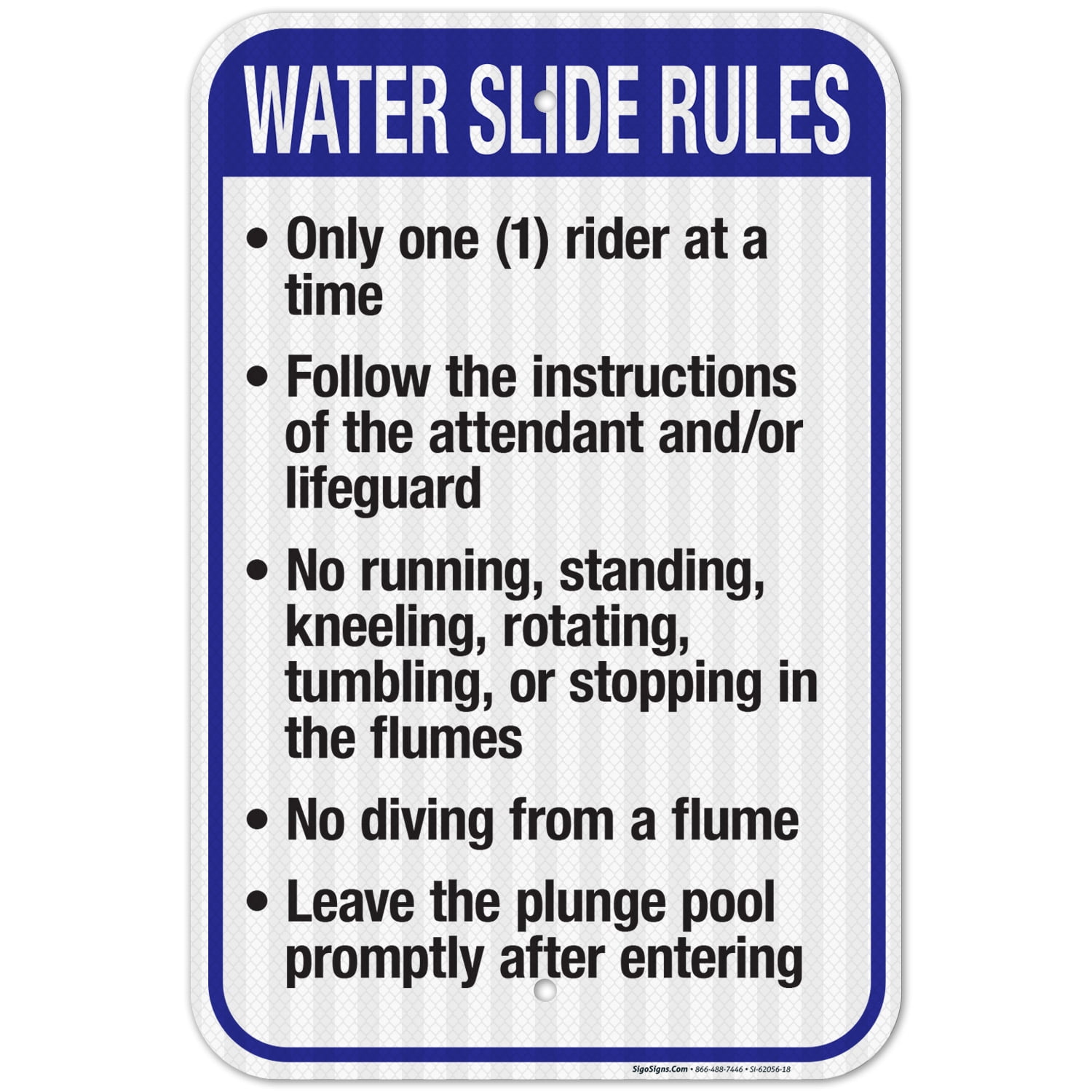 Indiana Water Slide Rules Sign, Complies With State Of Indiana Pool ...