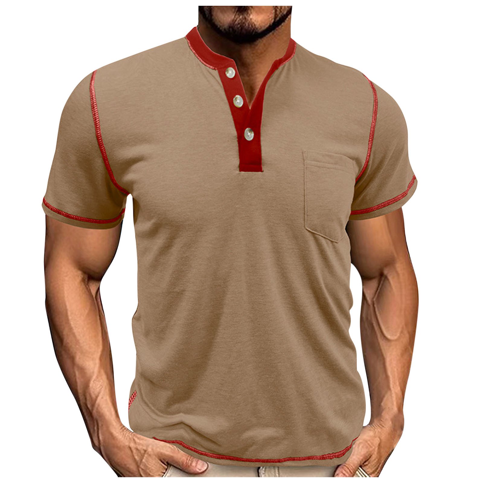 Click here for Aherbiu Mens Henley T Shirts Button Casual Tee Shi... prices