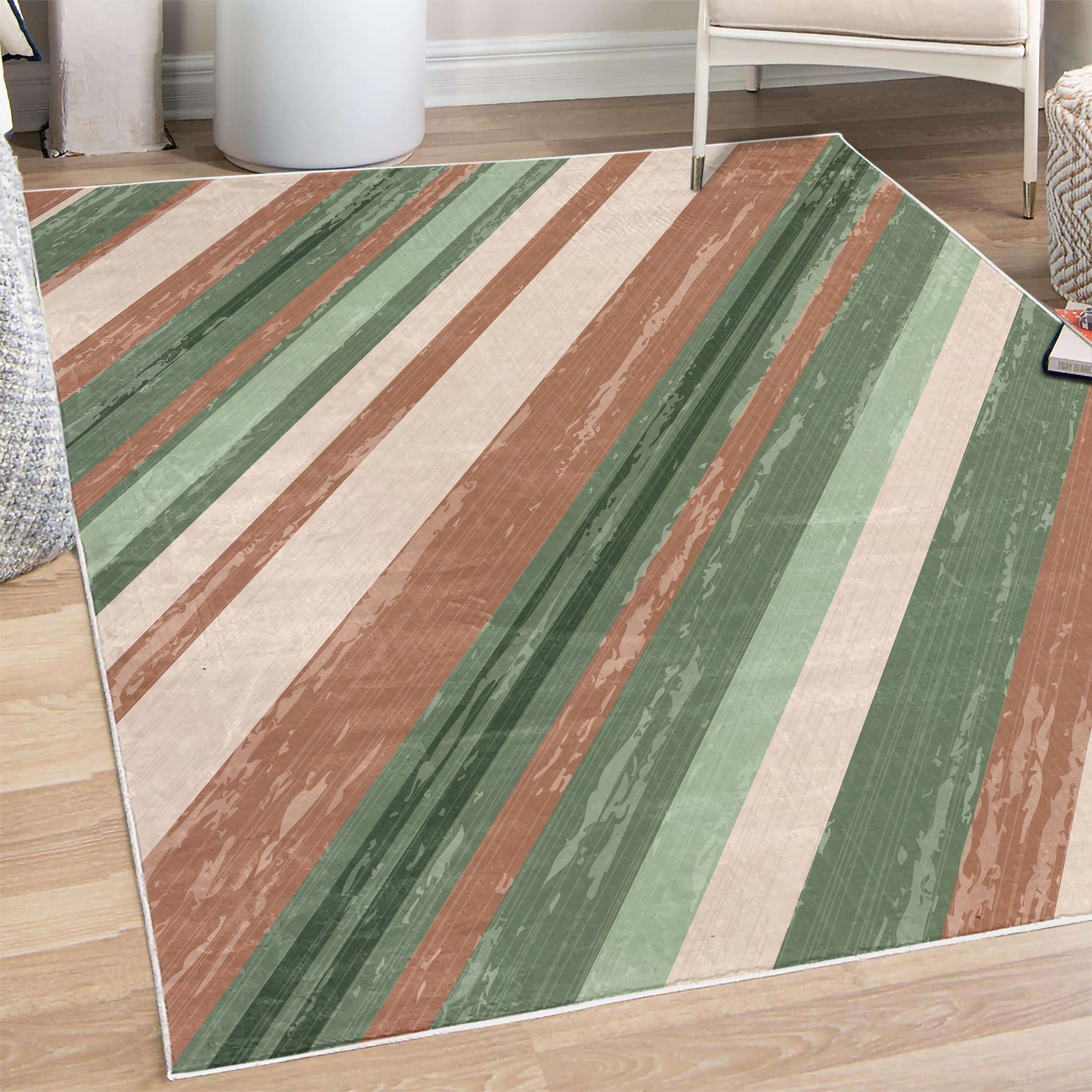 Vintage Decorative Rug, Diagonal Stripes on Old Aged Design Grungy ...