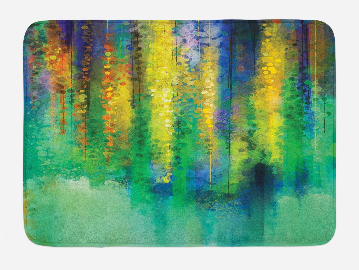 Watercolor Flower Bath Mat, Abstract Style Spring Floral Watercolor ...