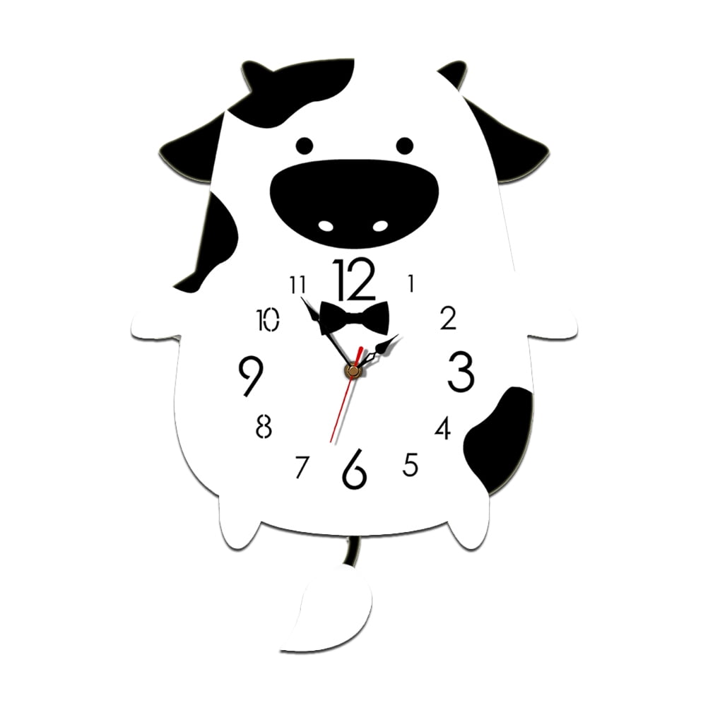Children's Room Silent Clock Cartoon Cow Shape Wall Clock Household ...