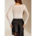 CYMMPU Women's Sheer Lace Mesh Long Sleeve Crop Top, Scalloped Neck ...