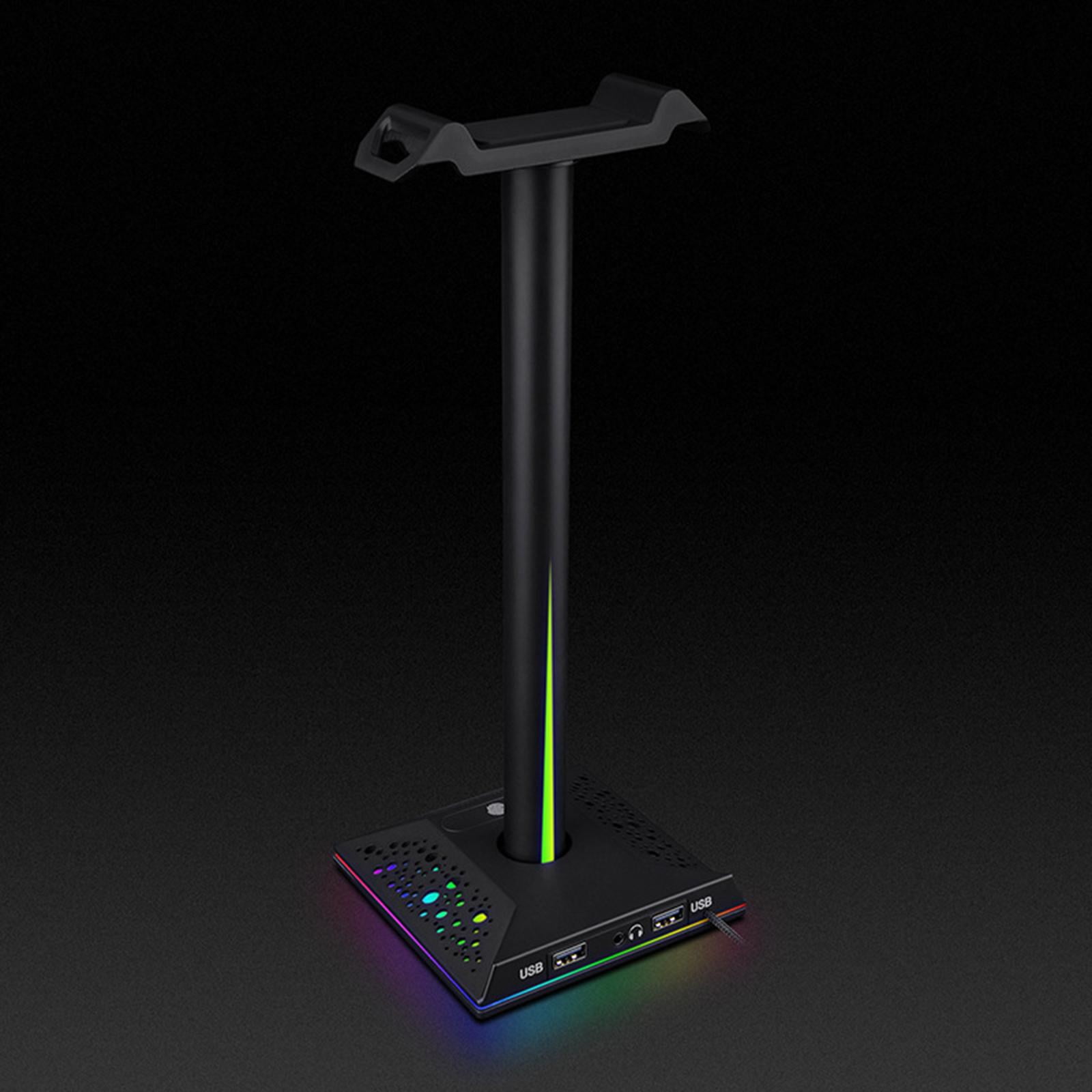 RGB Gaming Headph Stand, Desk Dual Headset Hanger Base, with Ports, for ...