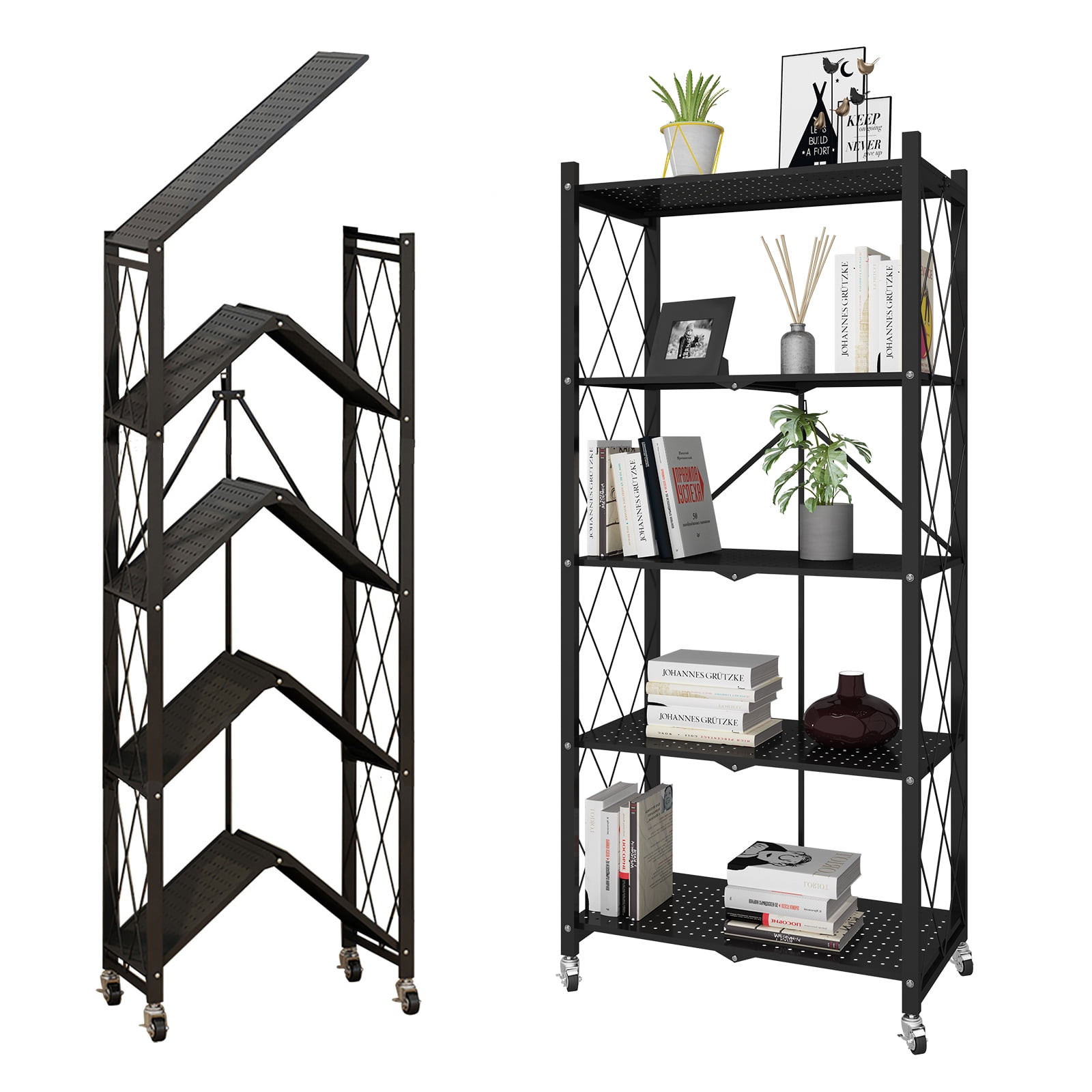 Buy Foldable 28.35''W x 14.96''D x 63.19''L Storage Shelving Unit,Heavy ...
