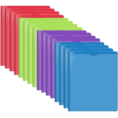 Plastic Folders with Clear Front Pocket and 3 Prongs - 16 Pack , 4 ...